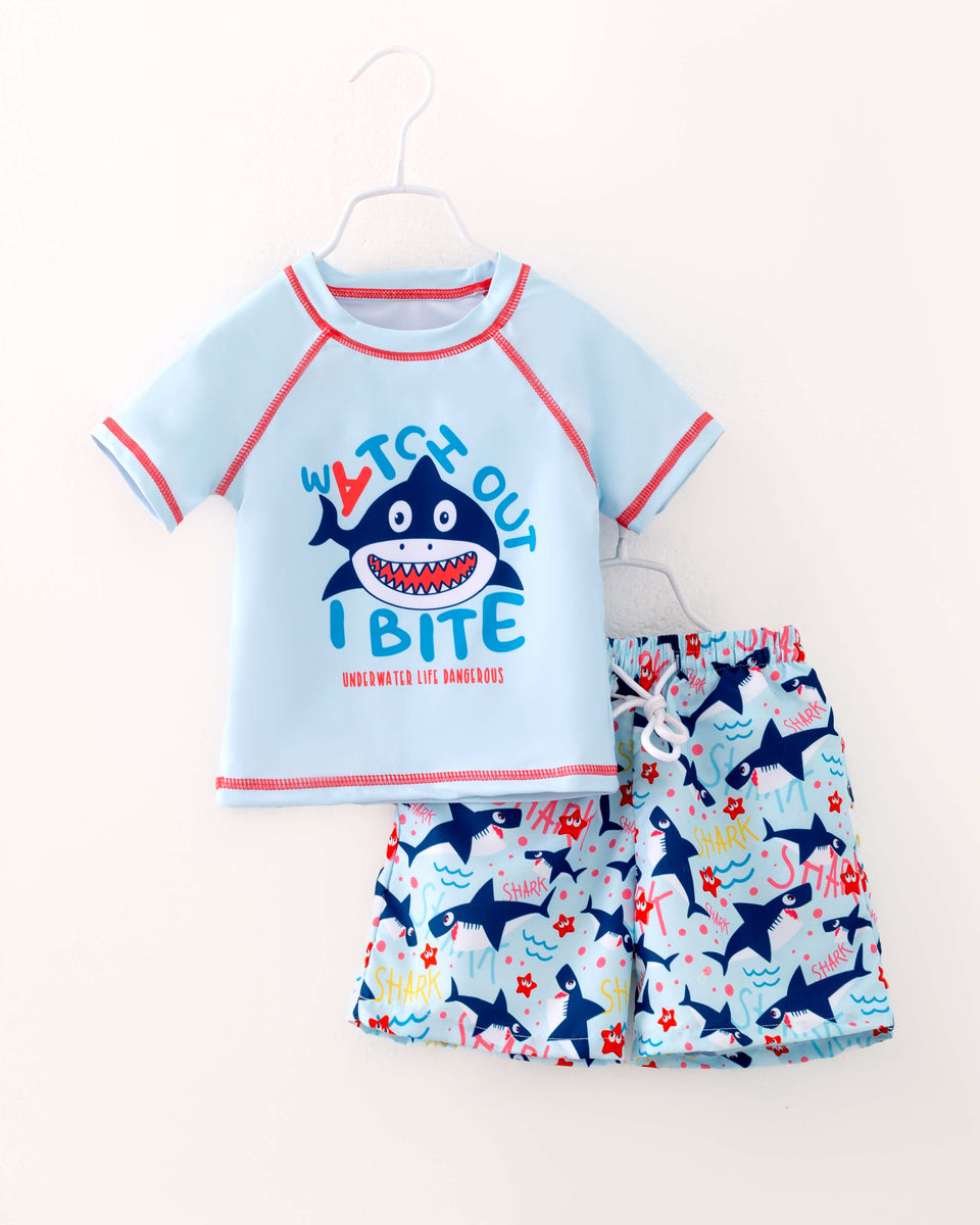 Toddler Baby Blue Shark Boy Swimsuit Set
